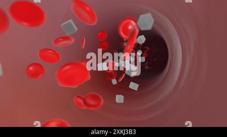 Red blood cells and diabetic cubes flowing through the artery Stock ...