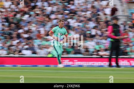 Oval Invincibles' Sam Curran bowling during the Hundred Men's match at ...