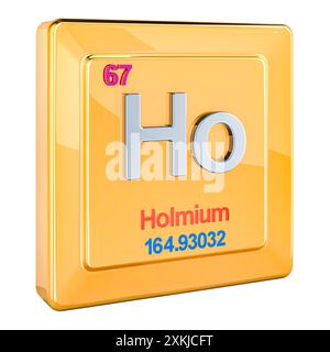 Holmium Ho, chemical element sign. 3D rendering isolated on white ...