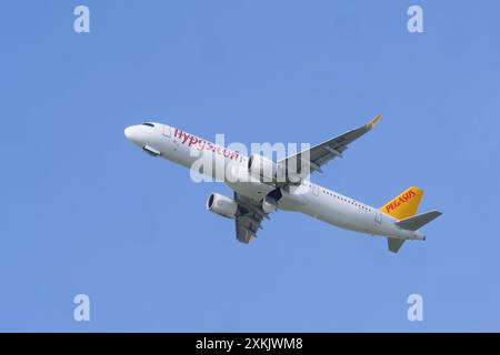 Plane taking off from Orio al Serio airport in Bergamo, Italy Stock ...