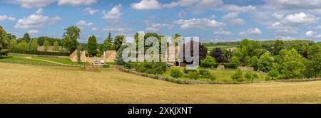 View of Cotswold village Upper Slaughter in Gloucestershire early in ...