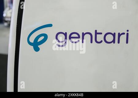 Gentari brand logo seen during EvX expo at Setia Alam Stock Photo - Alamy