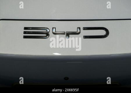BYD brand logo seen during EvX expo at Setia Alam Stock Photo - Alamy