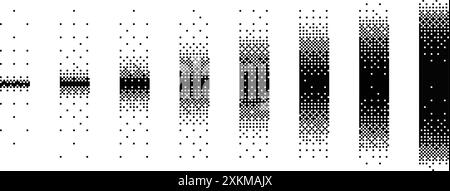 Pixelated gradient rectangle frame. Black dithered radial gradation ...