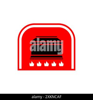 Crematorium sign. Burning a coffin is a symbol of burial Stock Vector ...