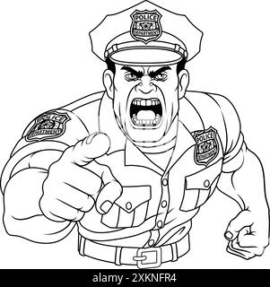 Coloring book of policeman cartoon with police equipment Stock Vector ...
