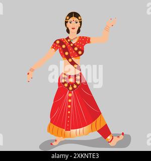 Vector illustration of classical dancer wearing traditional dress and ...