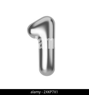 Number 1. Foil and latex balloon number One in 3d style. Realistic ...