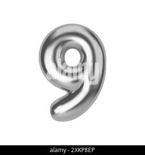 Silver number 0. Foil and latex balloon number zero in 3d style. Realistic design elements ...