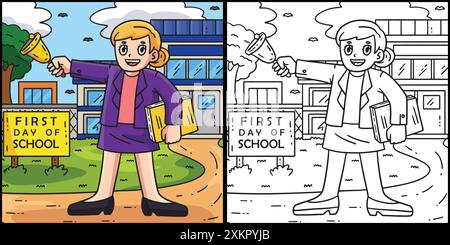 First Day of School Principal with a Bell Clipart Stock Vector Image ...
