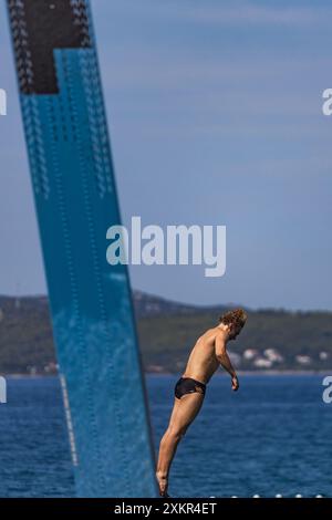 Zadar, Croatia. 24th July, 2024. Citizens jumped into the sea from a 10 ...