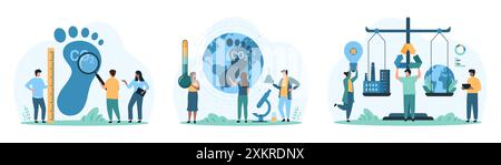 Carbon footprint emission and ecology. Tiny people research with ...