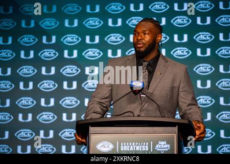 Miami offensive lineman Jalen Rivers (OL34) poses for a portrait at the ...