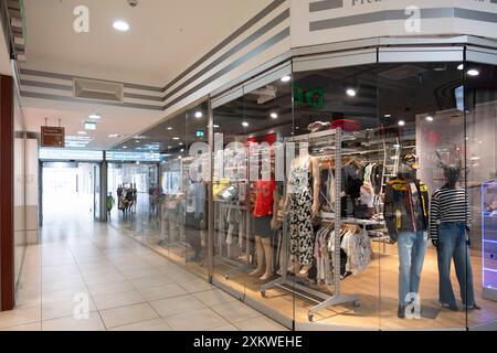 Interior of Atrium Shopping and Adventure Centre, the biggest shopping centre in Weimar, Germany ...
