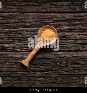 Organic cane panela powder in the spoon - Saccharum officinarum Stock ...