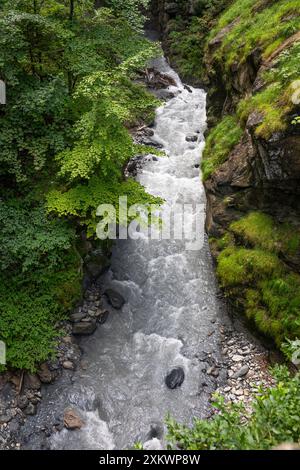 Landscape with the Tamina river in the Tamina canyon in Switzerland ...