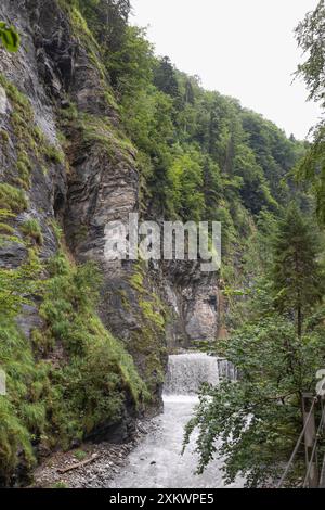 Landscape with the Tamina river in the Tamina canyon in Switzerland ...
