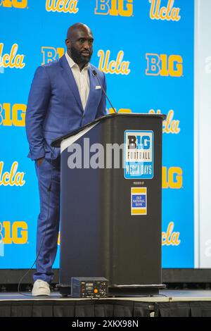 UCLA head coach DeShaun Foster stands on the sideline during the second ...