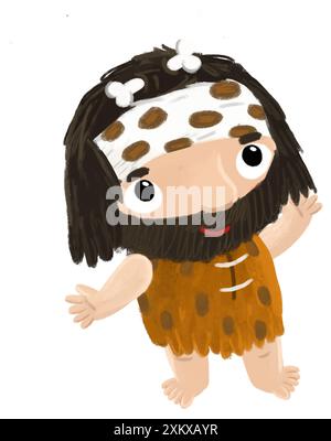 cartoon ancient prehistoric caveman cave boy character isolated ...