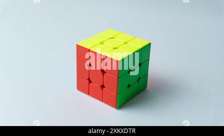 Colorful completed solving 3x3 cube isolated on white background Stock ...
