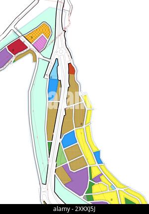 General Urban Plan with urban destinations, roads, buildable areas and ...