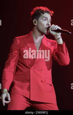 The singer David Bisbal performs during the concert of I feel alive ...