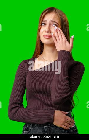 Grief, crying and woman with heartbreak, studio and sad for loss of ...