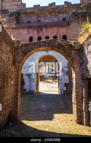 Arch that leads to Porta Asinaria, a gate in the Aurelian Walls of Rome ...