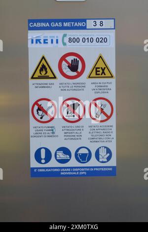 Warning sign indicating flammable gas present Stock Photo - Alamy