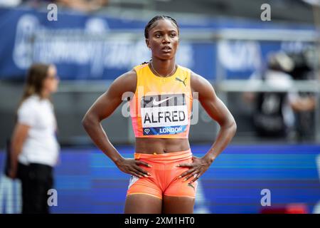 Julien Alfred (LCA) during London Athletics Meet press conference at ...