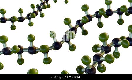 A 3D rendering of a polymer chain. The chain is made up of individual ...