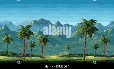 8 bit pixel landscape terrain vector island Stock Vector Image & Art ...