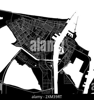 Map of Port Said, Egypt. Detailed city vector map, metropolitan area ...