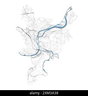 Map of Liege, Belgium. Detailed city vector map, metropolitan area ...