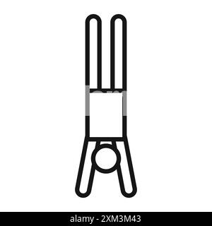 handstand exercise icon Black line art vector in black and white ...