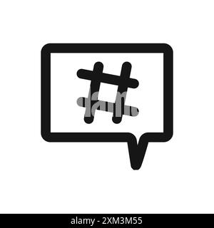 Hastag icon Black line art vector in black and white outline set ...