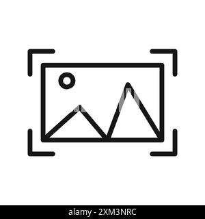 Picture snapshot icon Black line art vector in black and white outline ...