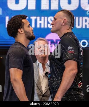 Moses Itauma with promoter Frank Warren during the Magnificent 7 press ...