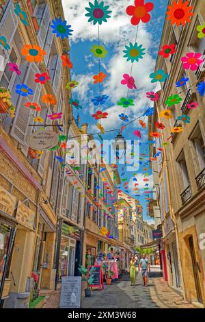 The decorated streets of Bergerac on the Dordogne River and in the ...