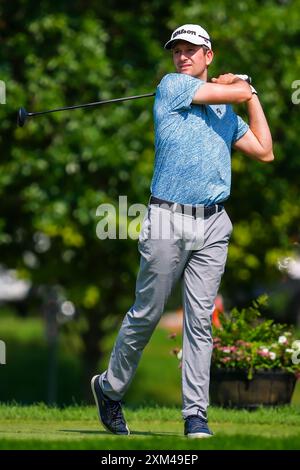 Martin Trainer tees off on the first hole during the second round of ...