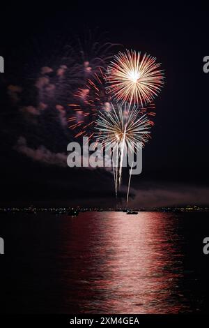 Fireworks Explode Over Lake With Boats Excelsior, Minnesota, USA - 4295 ...
