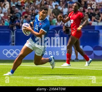 Men’s Pool B Rugby Seven: Team United States back Perry Baker (11) (USA ...