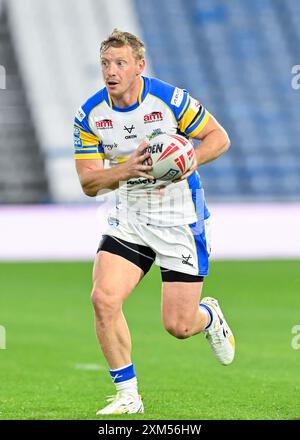 Lachlan Miller of Leeds Rhinos in the pre-game warm up during the Betfred Super League round 23 ...