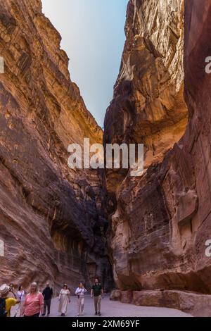 The Siq, approach canyon to UNESCO World Heritage Site of Petra, Jordan ...