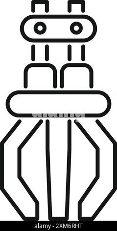 Robot arm grabber picking up object flat design illustration with long ...