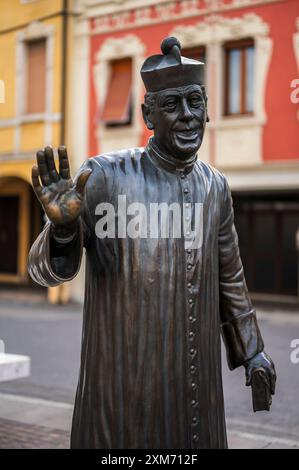 Brescello: the statue of Don Camillo and the Santa Maria Nascente ...