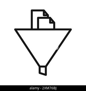 Data filtering icon Black line art vector in black and white outline ...