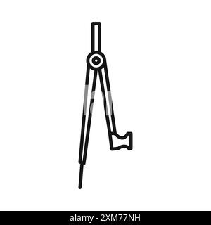 geometric compass icon Black line art vector in black and white outline ...