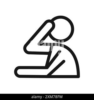 helpless human icon Black line art vector in black and white outline ...