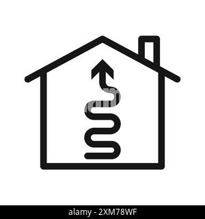 House heating icon Black line art vector in black and white outline set ...